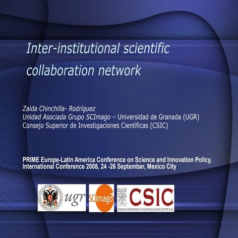 Inter-institutional scientific collaboration networks | PPT