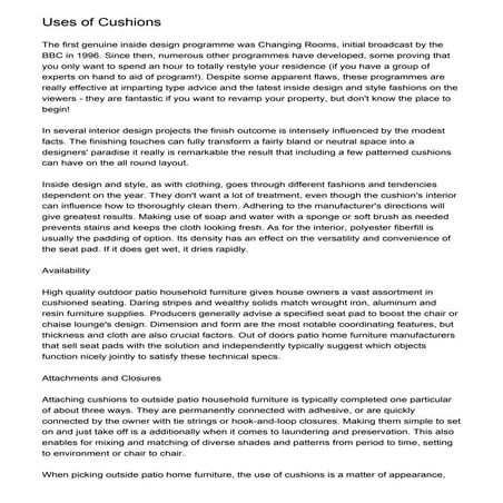 Uses of Cushions | PDF