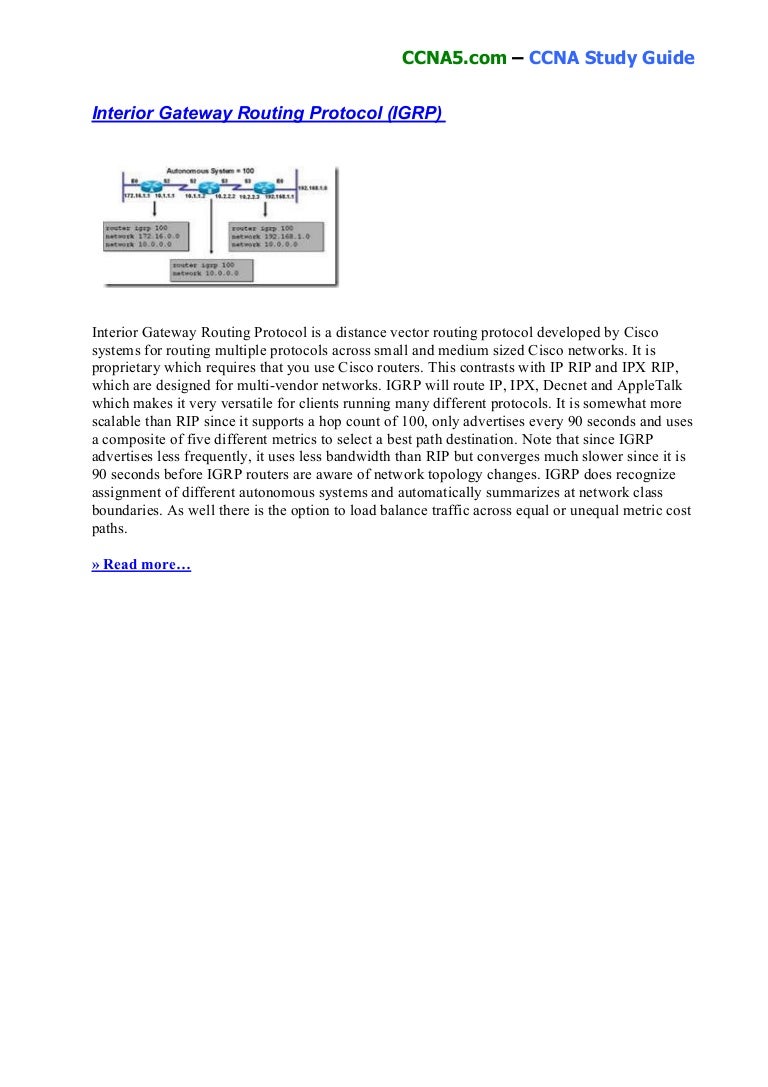 Interior Gateway Routing Protocol Igrp