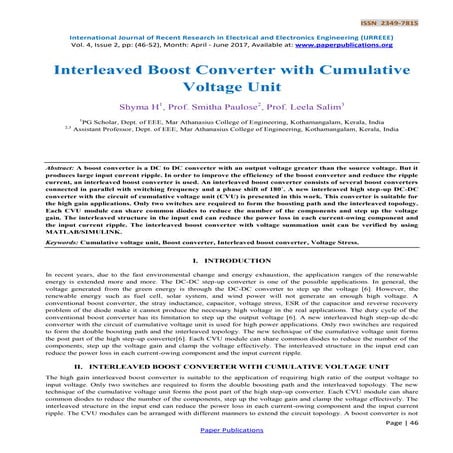 Interleaved Boost Converter with Cumulative Voltage Unit | PDF