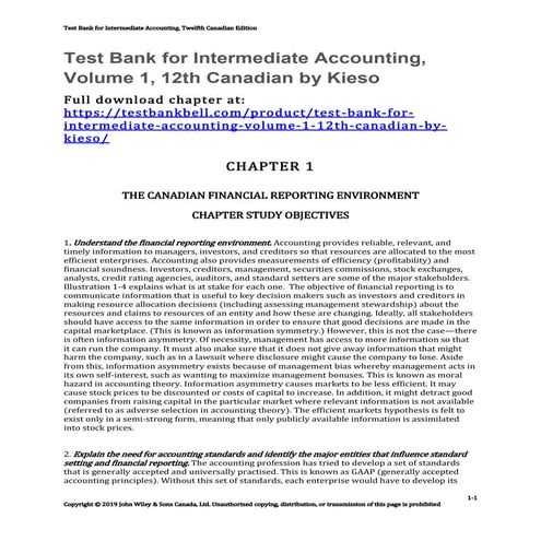 Test Bank for Intermediate Accounting, Volume 1, 12th Canadian by Kieso ...