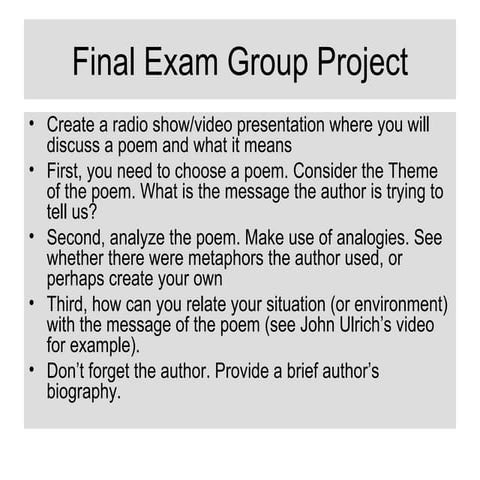 Intermediate English Final Project | PPT | Poetry | Books and Literature