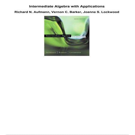 Intermediate algebra with applications pdf | PDF