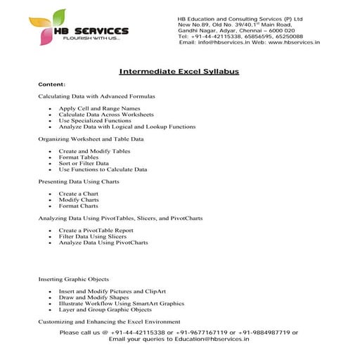 Basic excel training syllabus