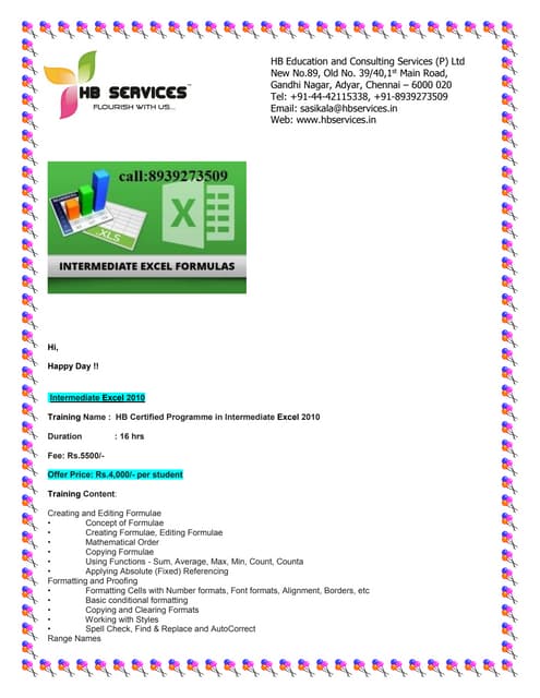 Intermediate excel - HB Educational Services | PPT