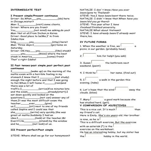Intermediate test | DOC | Standardized Testing | Educational Assessment