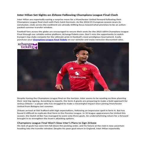 Inter Milan Set Sights on Zirkzee Following Champions League Final Clash.docx