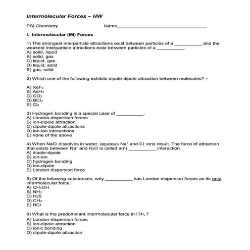 intermolecular-forces-multiple-choice-2009-05-13.pdf | Chemistry | Science