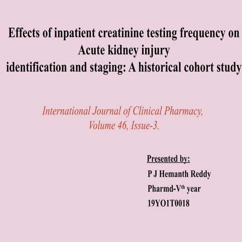 Effects of inpatient creatinine testing frequency on Acute kidney ...