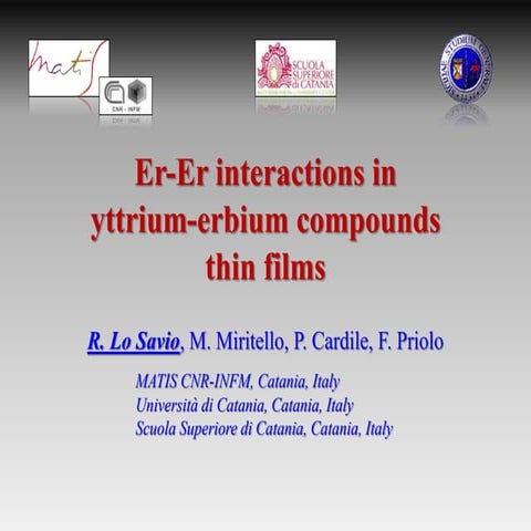 Erbium-rich thin film materials for optical communications in silicon ...