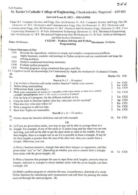 Problem Solving And Python Programming Question Pdf 7908