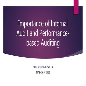 The importance of value for money and perfomance based audits | PPT