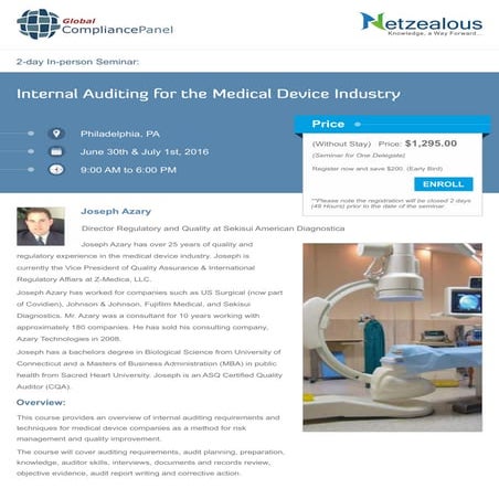 Internal Auditing for the Medical Device Industry | PDF