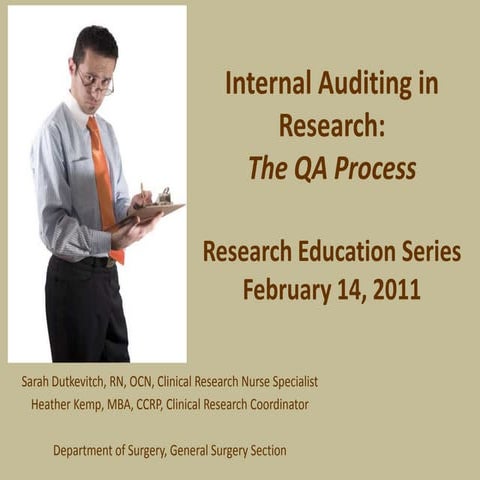 Internal Auditing In Research | PPTX