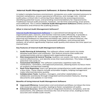Streamline Your Audits with Internal Audit Management Software | PDF