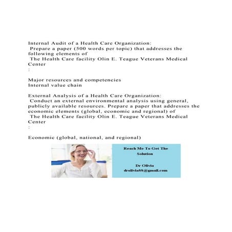 Internal Audit of a Health Care Organization Prepare a pape.docx