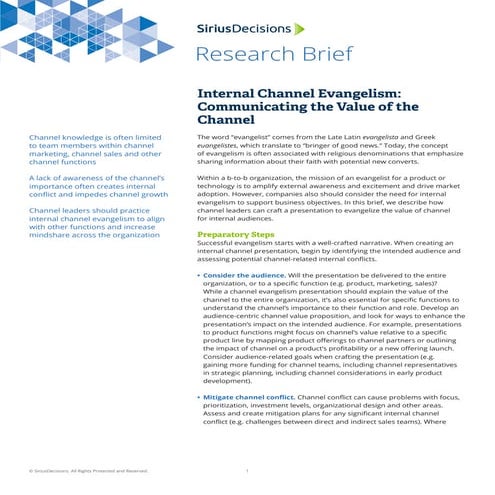 Complimentary Access! SiriusDecisions Channel Sales Strategies Research ...