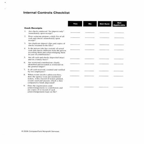 Internal controls checklist | PDF