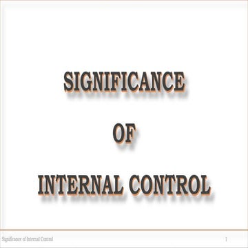 Significance of Internal Controls | PPTX