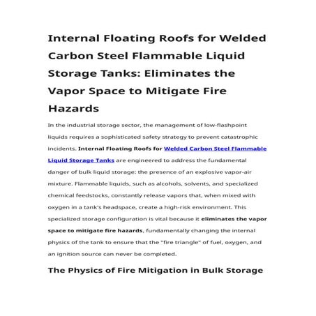 Internal Floating Roofs for Welded Carbon Steel Flammable Liquid ...