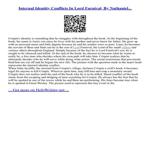 Internal Identity Conflicts In Lord Furnival, By Nathaniel... | PDF