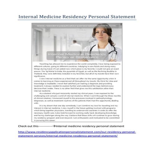 Internal Medicine Personal Statement Medicine Personal Statement