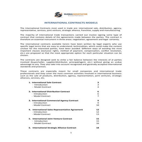 International Contracts Models | PDF