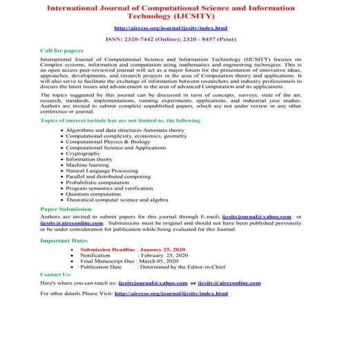 International Journal of Computational Science and Information ...