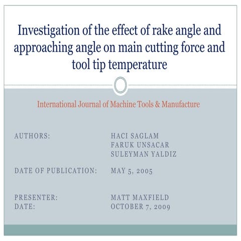 International Journal of Machine Tools | PPT