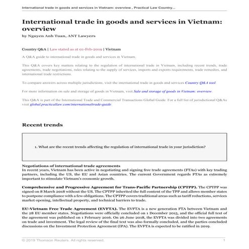 International Trade in Goods and Services in Vietnam | PDF