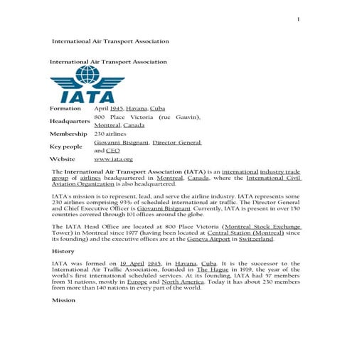 International air transport association | DOC | Air Travel | Travel Type