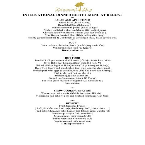 International buffet menu | DOC