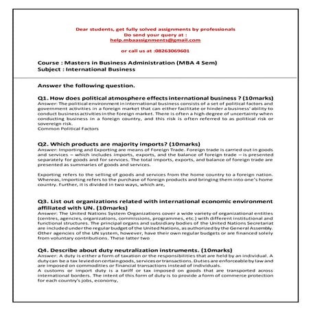 Smu mba sem 4 ib spring 2016 solved assignments | DOCX