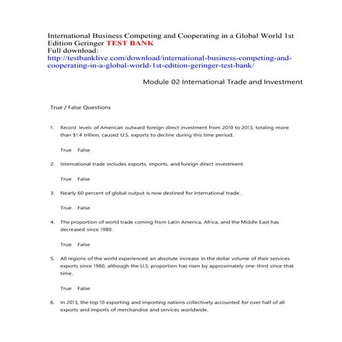 International business competing and cooperating in a global world 1st ...