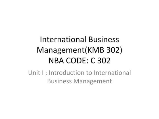 International Business ppt | PPTX