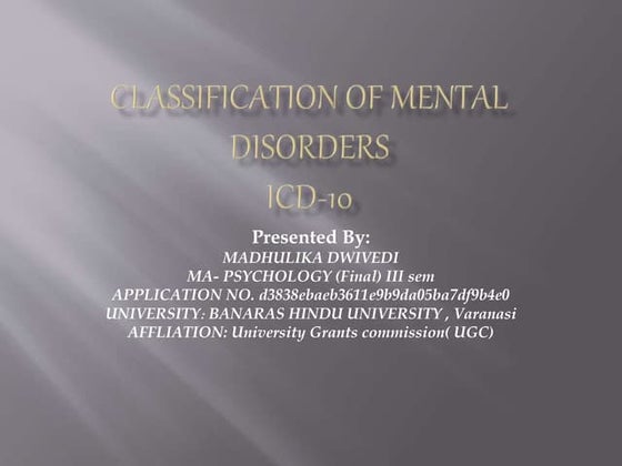 Classification of mental disorder | PPSX