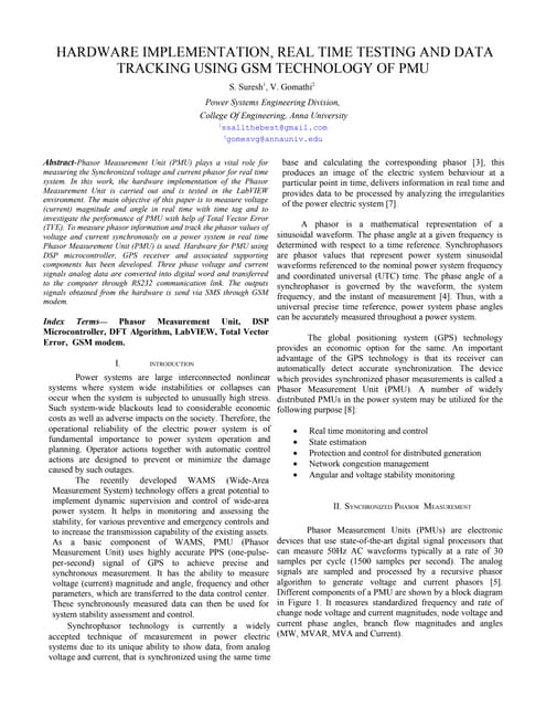 Phasor Measurement Unit Pmu Pdf Digital Audio Computer Software And Applications