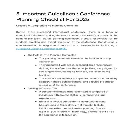 Key Guidelines for Successful Conference Planning in 2025 | PDF
