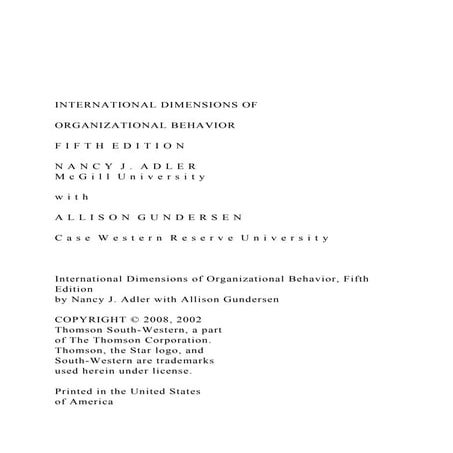 INTERNATIONAL DIMENSIONS OFORGANIZATIONAL BEHAVIOR.docx