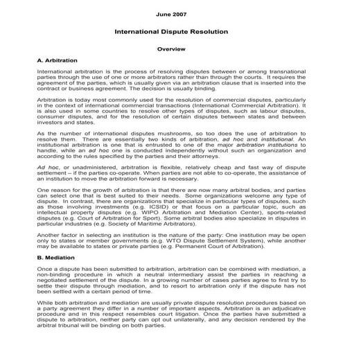 International dispute resolution | PDF | Law