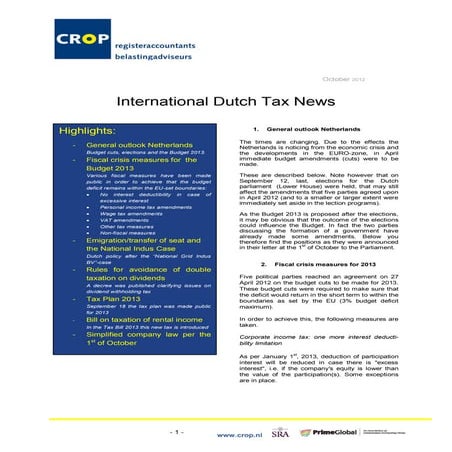 International Dutch Tax News Oct 2012 | PDF