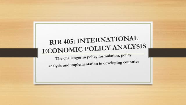 The challenges in policy formulation, policy analysis and ...