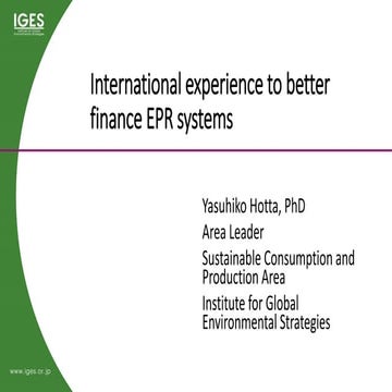 International Experience to Better Finance EPR Systems | PPT