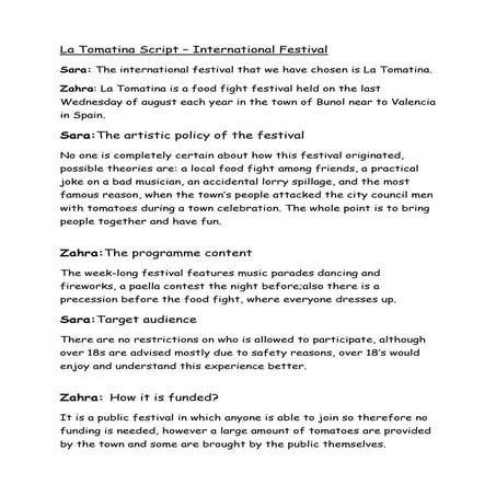 International Festival Script | DOCX
