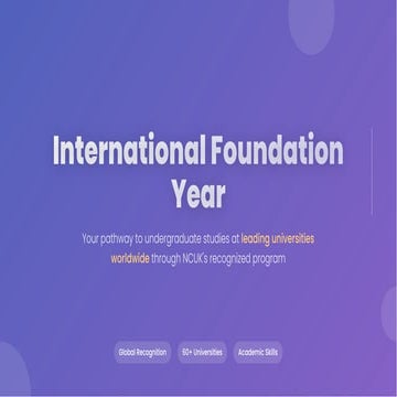 International Foundation Year (IFY): A Pathway to Global University ...