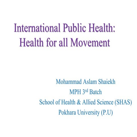 Public Health Lecture 1: Introduction to Public Health | PPT