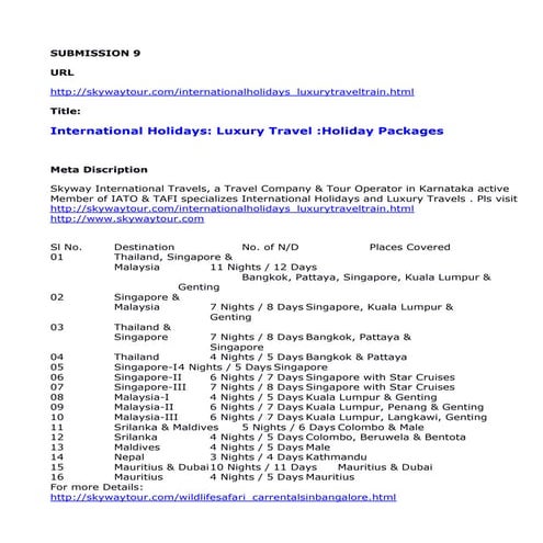 International holidays, luxury travel, holiday packages | PDF