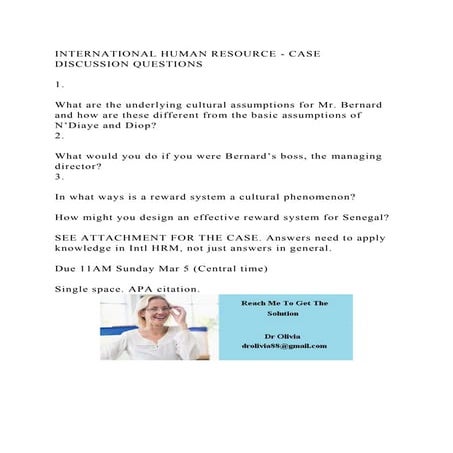 INTERNATIONAL HUMAN RESOURCE - CASE DISCUSSION QUESTIONS1.Wh.docx