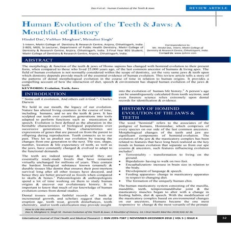 Human Evolution of the Teeth & Jaws: A Mouthful of History ...