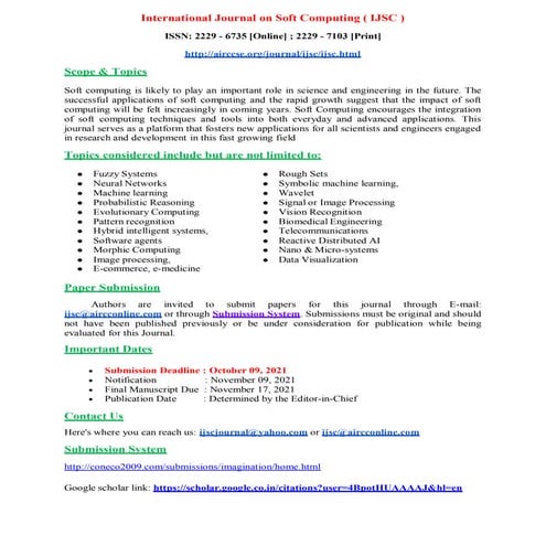 Call for Papers - November Issue - International Journal on Soft ...